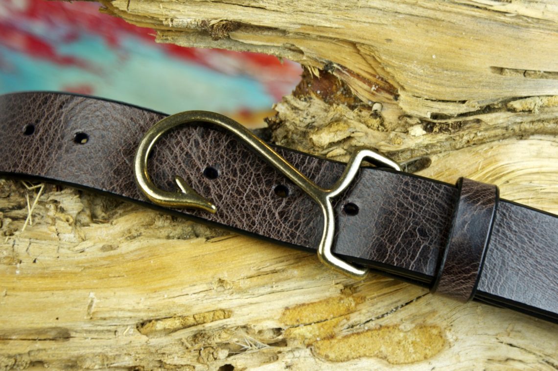 Cape Cod Fish Hook Leather Belt - Cellar Leather