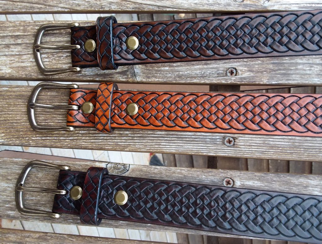 Artisan Handcrafted Embossed Braided Leather Belt - Cellar Leather
