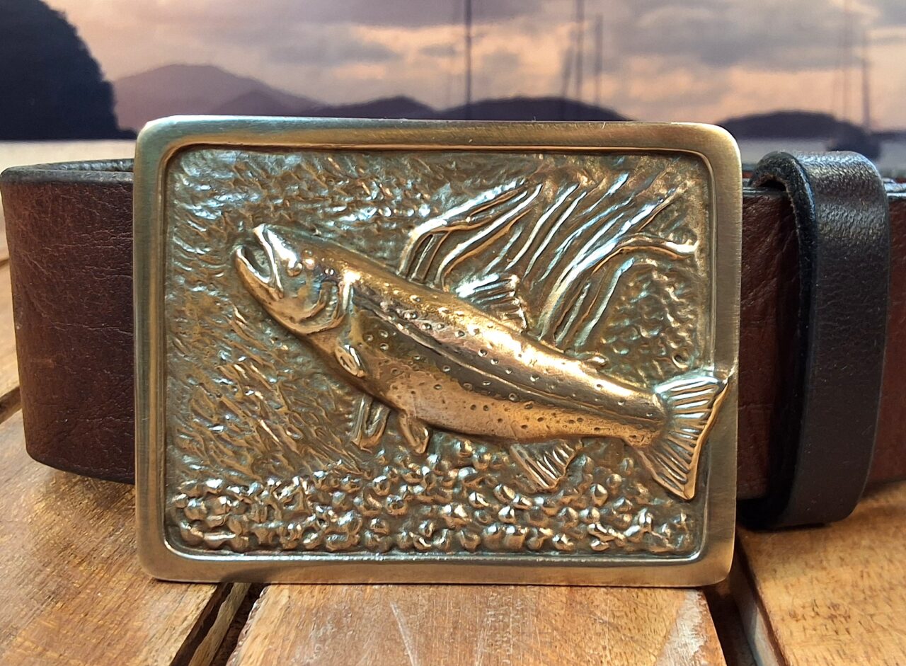 Artisan Handcrafted Trout Belt Buckle - Cellar Leather